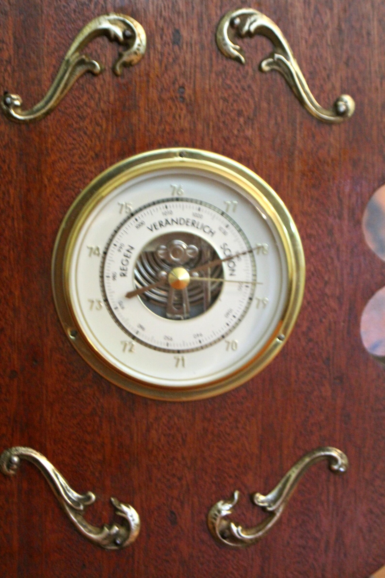 Antique German Mantel Barometer in Solid Mahogany Case With Bronze ...
