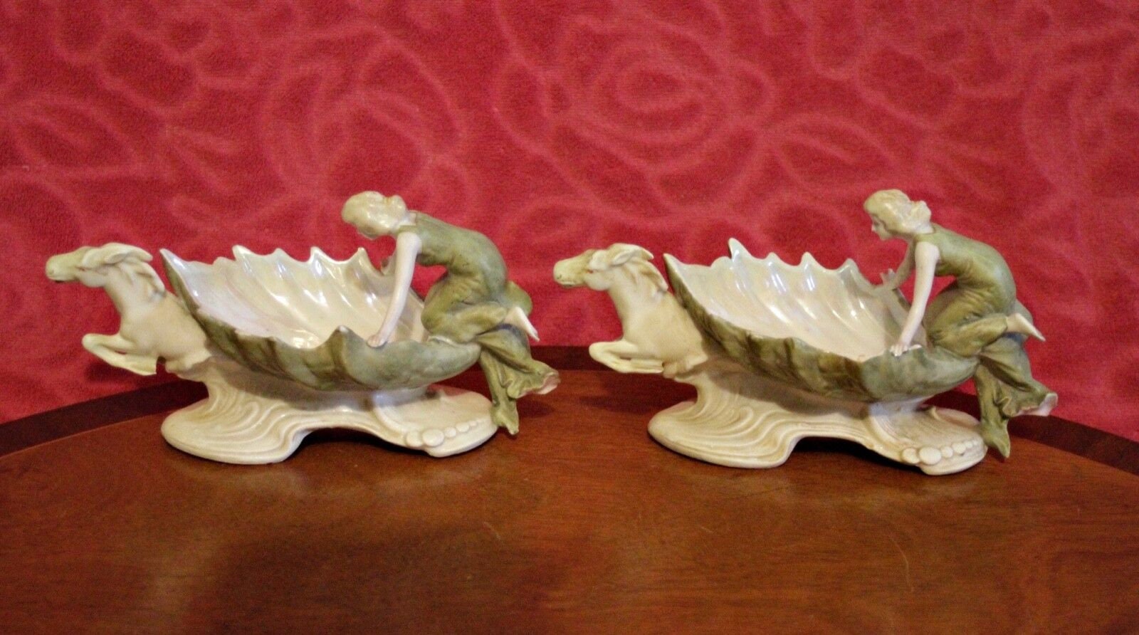 Pair of Antique Royal Dux Conch Shell Chariot Dishes - Etsy