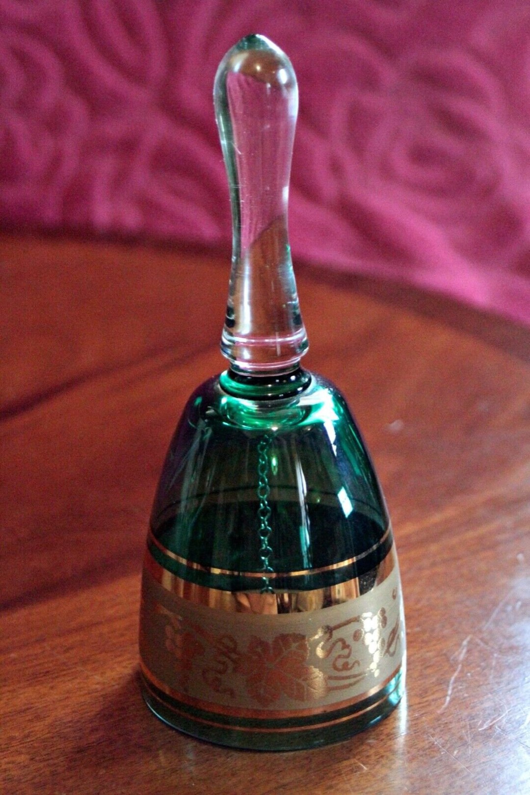Vintage Green Bohemian Gold Glass Bell - Etsy