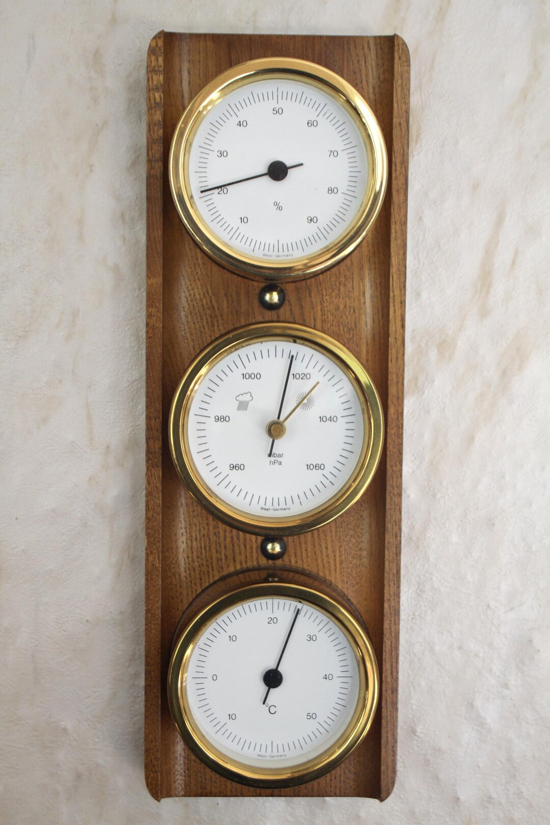 Vintage German Wall Hanging Thermometer, Barometer and Hygrometer - Etsy