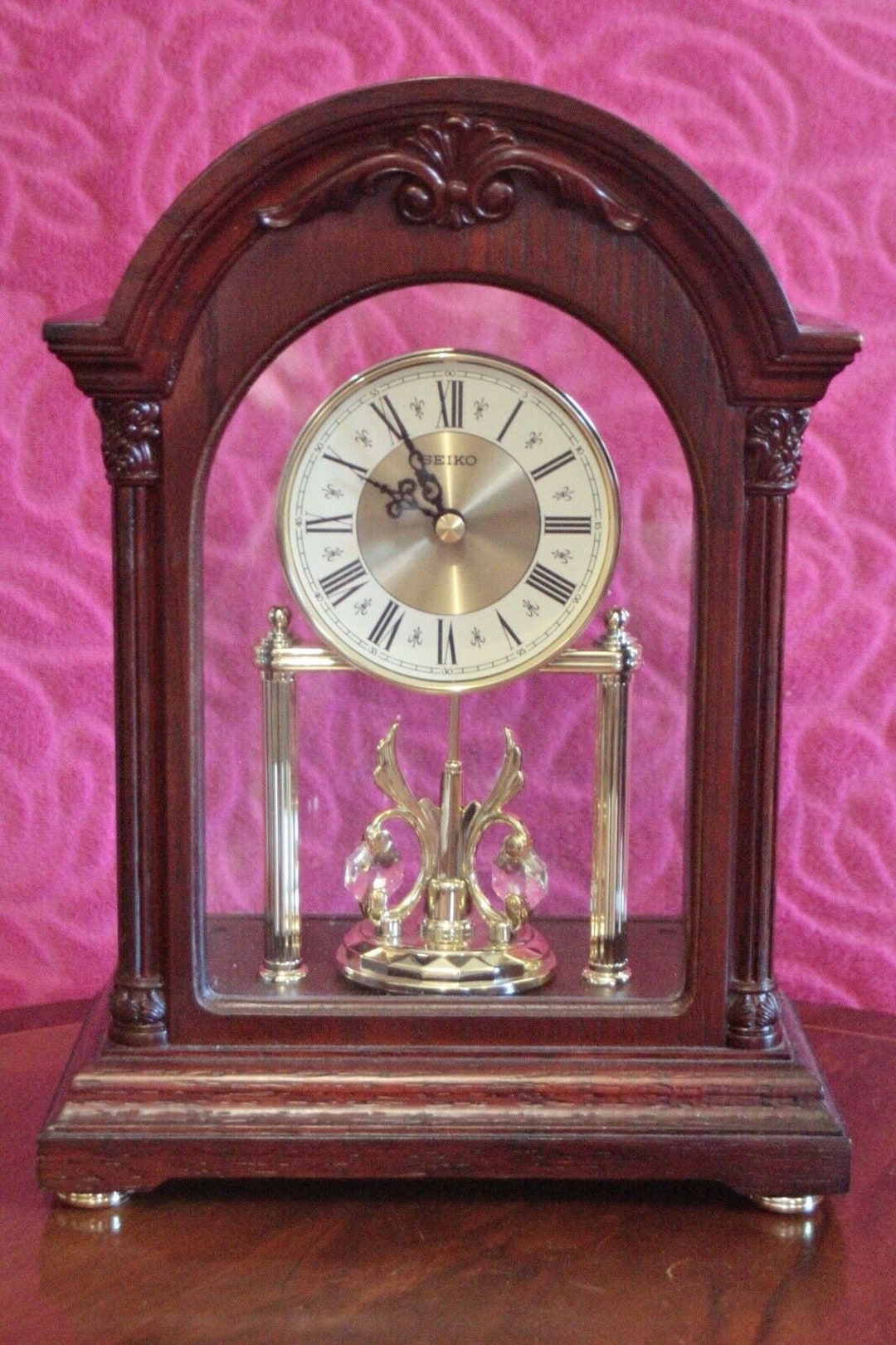 Antique Style 'seiko' Rotating Pendulum Solid Mahogany Case Mantel ...