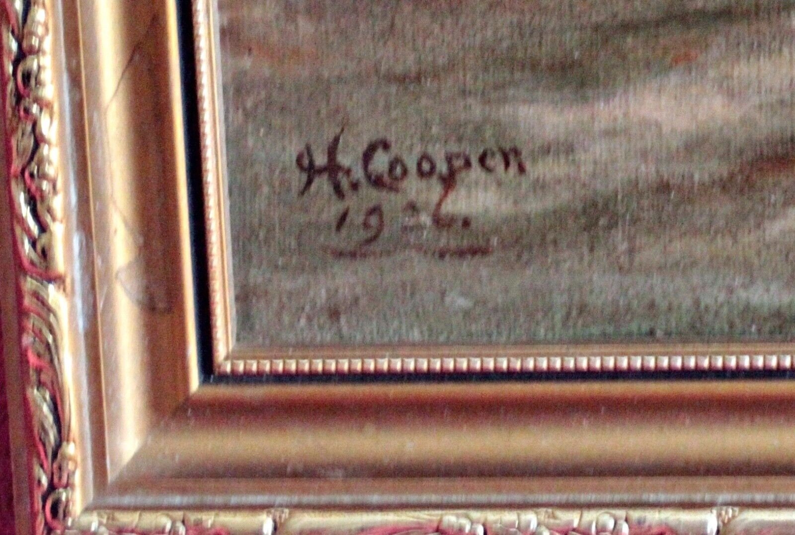 Antique British Artist Henry Cooper Oil Painting, Glazed in Gilded ...