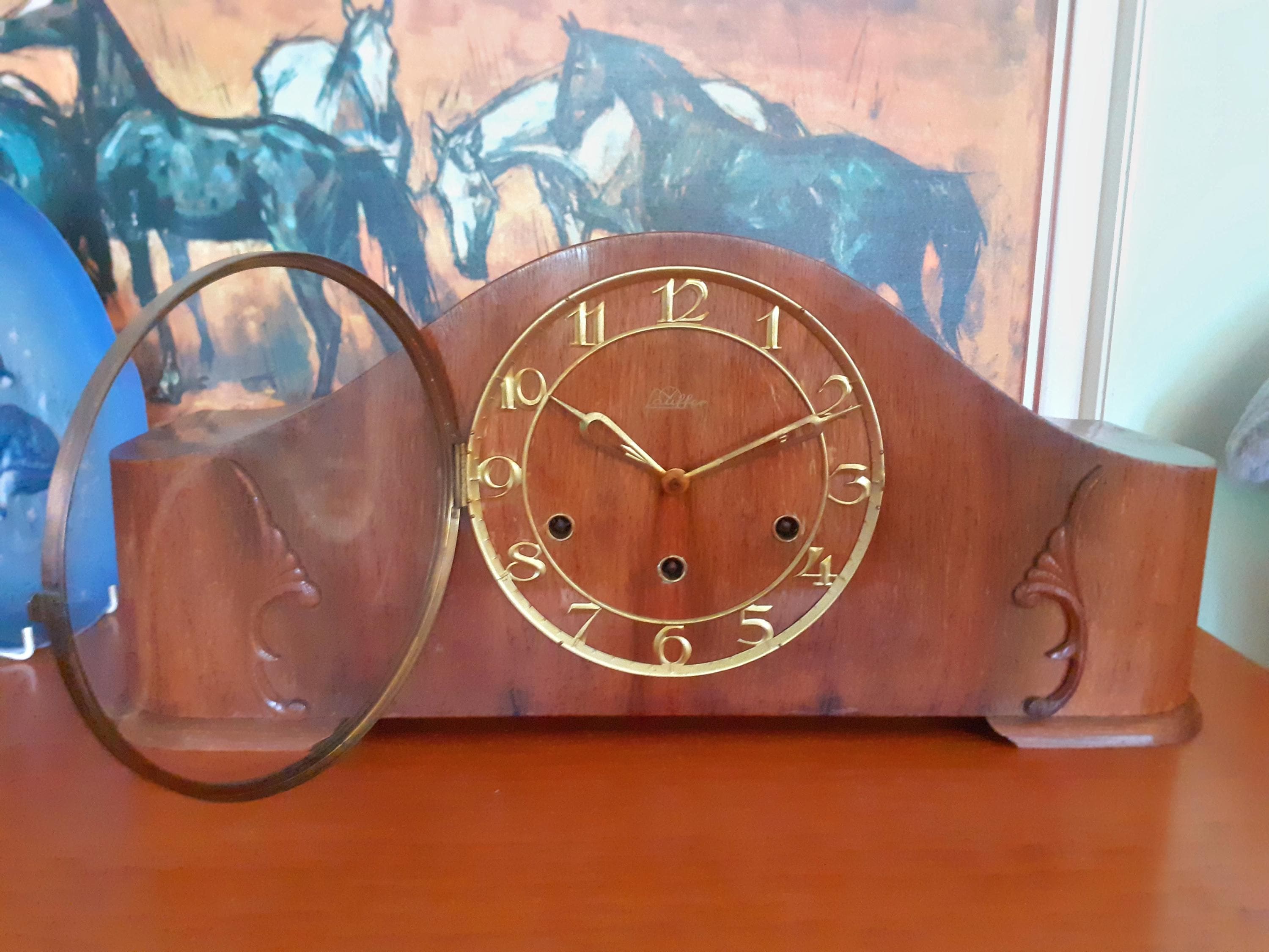 Vintage German KARL LAUFFER 8-day Mantle Clock With Westminster Chimes ...