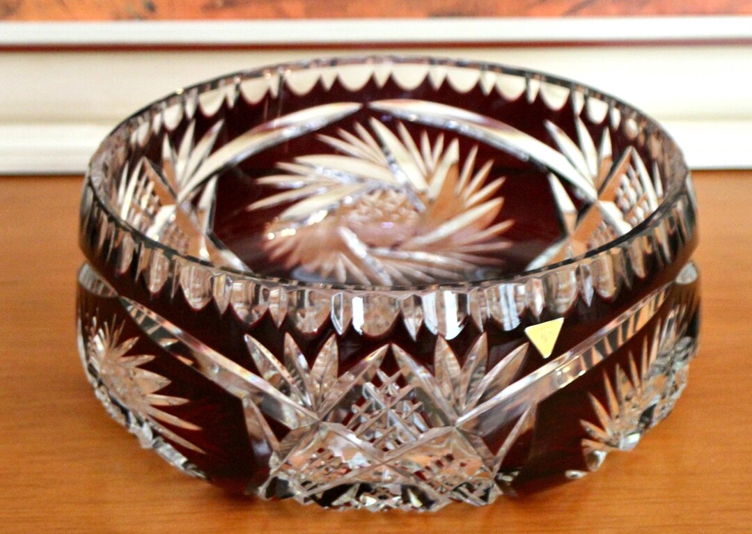 Vintage German HK Hand Blown Red Cut Crystal Bowl - Etsy