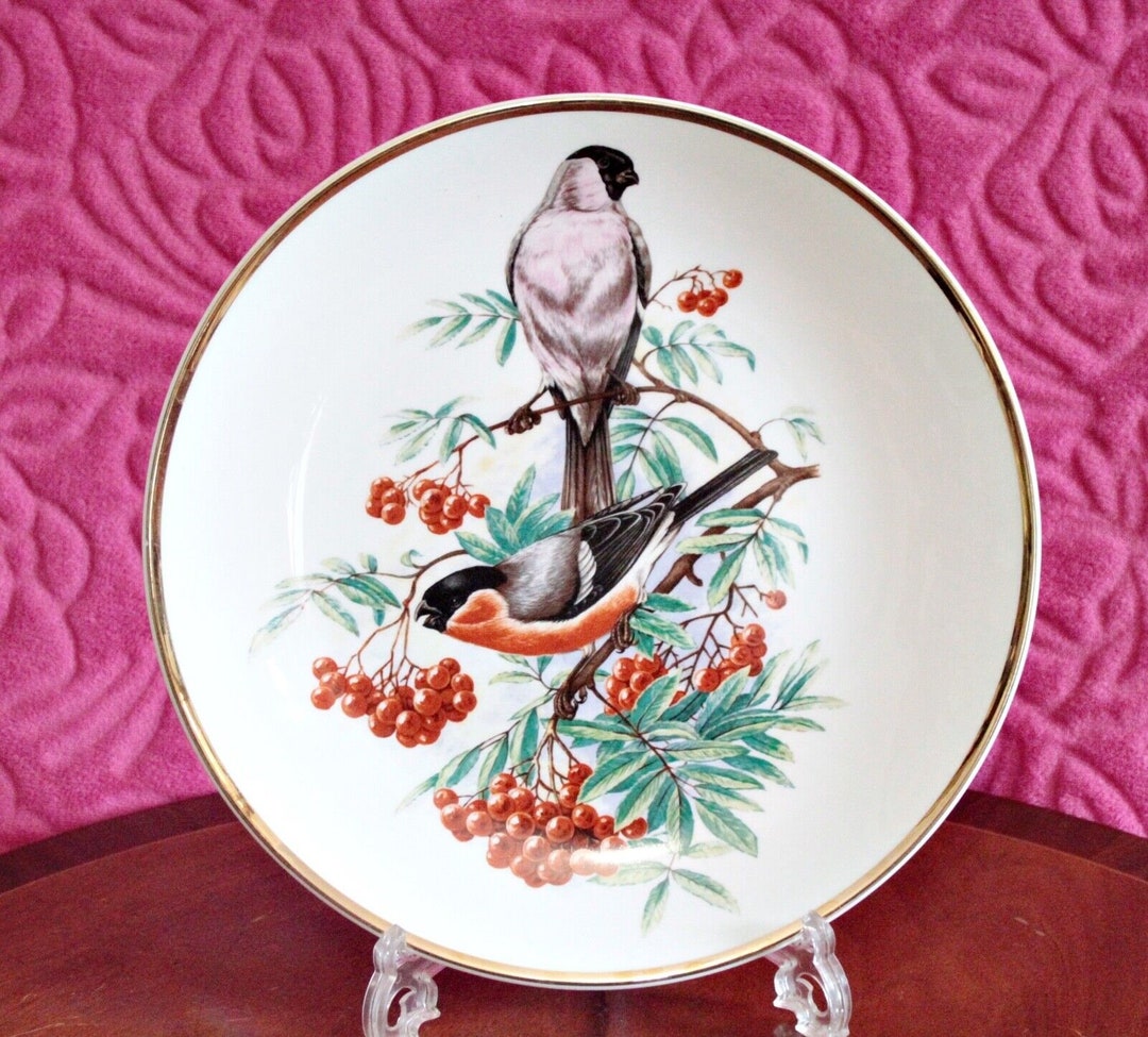 Vintage Large Fenton Porcelain Display Plate Featuring Birds - Etsy