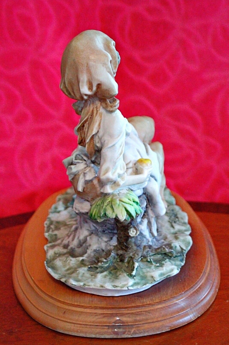 Vintage Large A. Belcari Lady Figurine on Wooden Base, Italy - Etsy