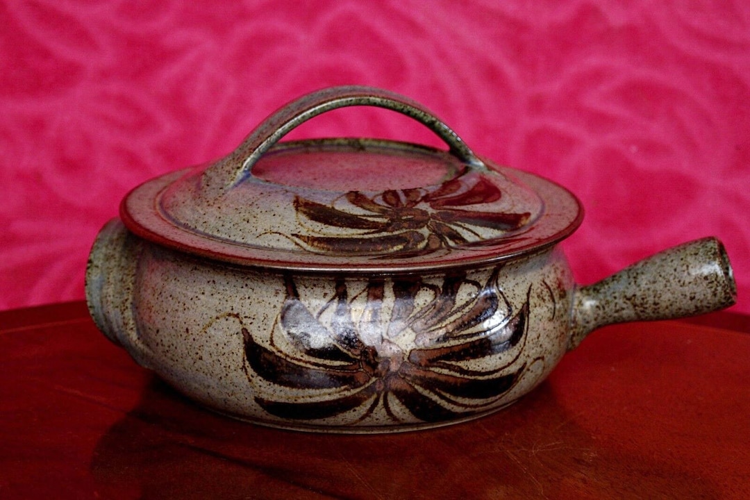 Vintage Chris Jenkins Studio Pottery Ceramic Hand Painted Stew Pot ...