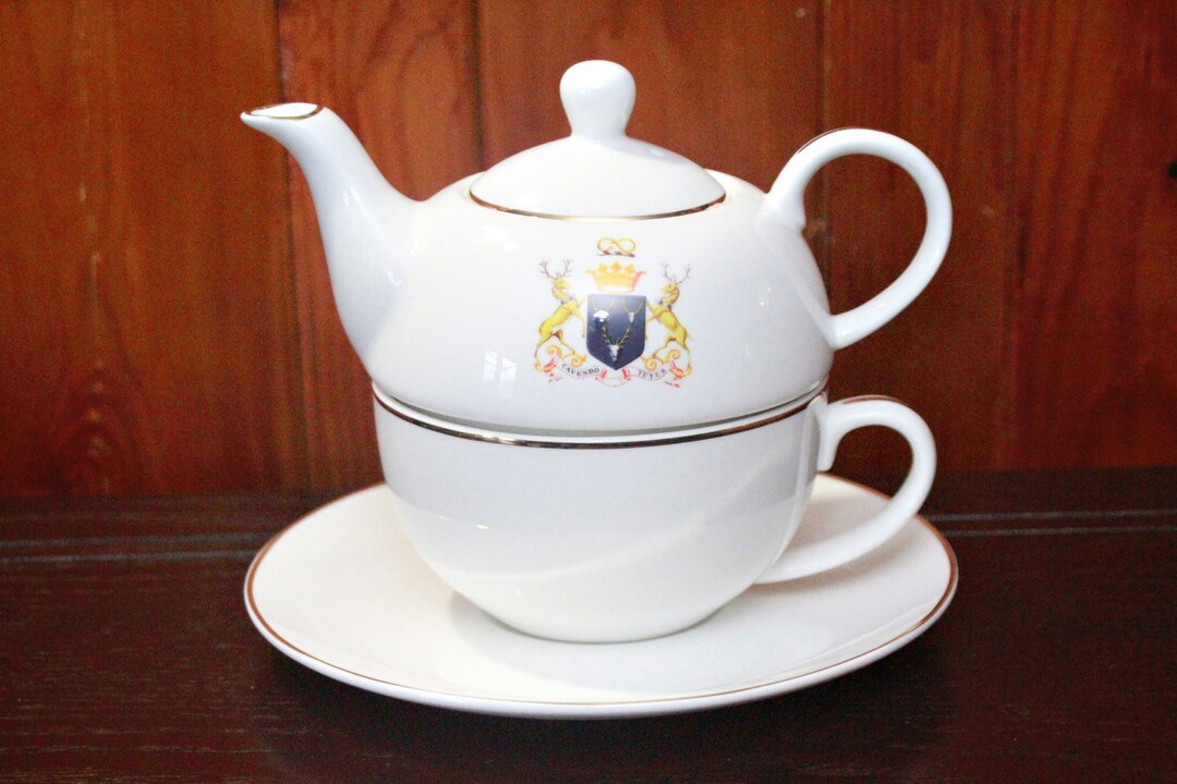 Chatsworth Tea for One Cup, Saucer and Teapot With Crest and Gilded - Etsy
