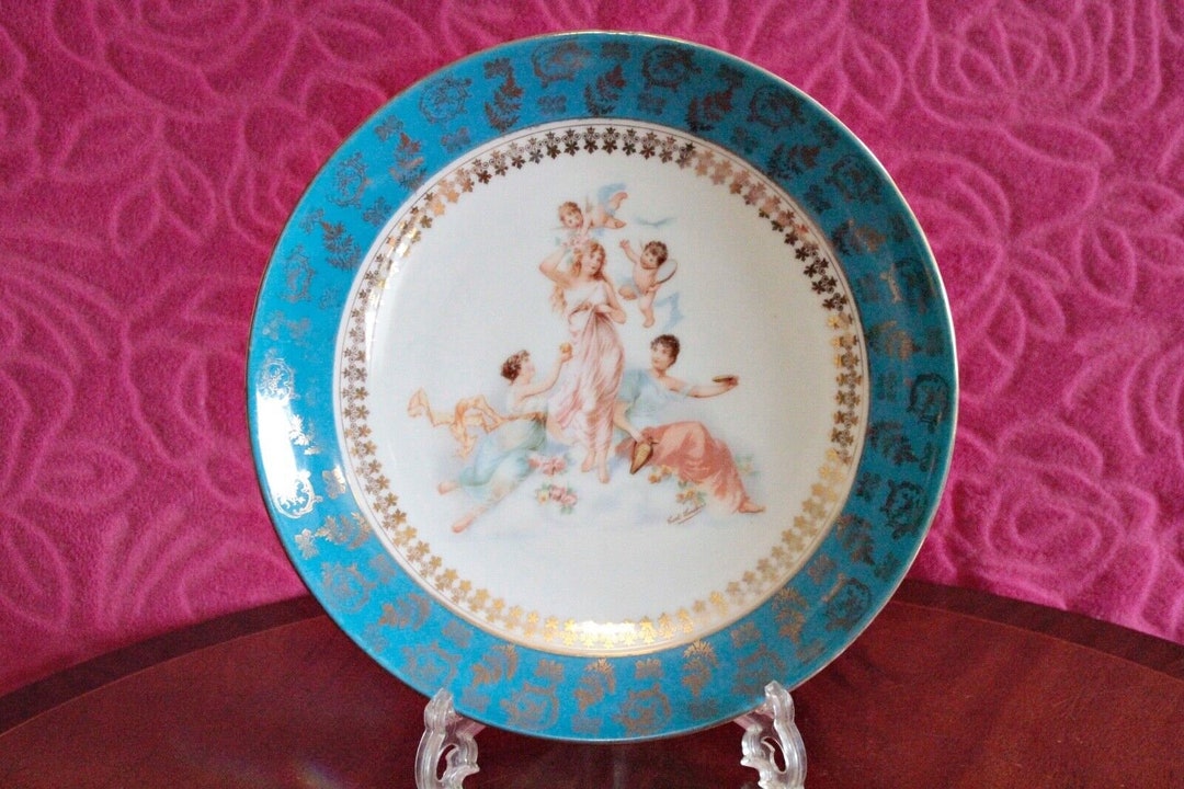 Antique German Wall Mounted Porcelain Decorative Plate - Etsy