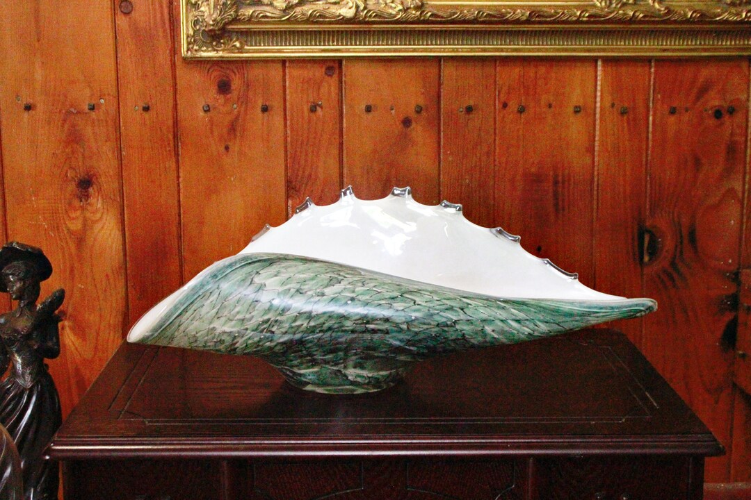 Vintage Large Murano Shell Shape Fruit Vase - Etsy