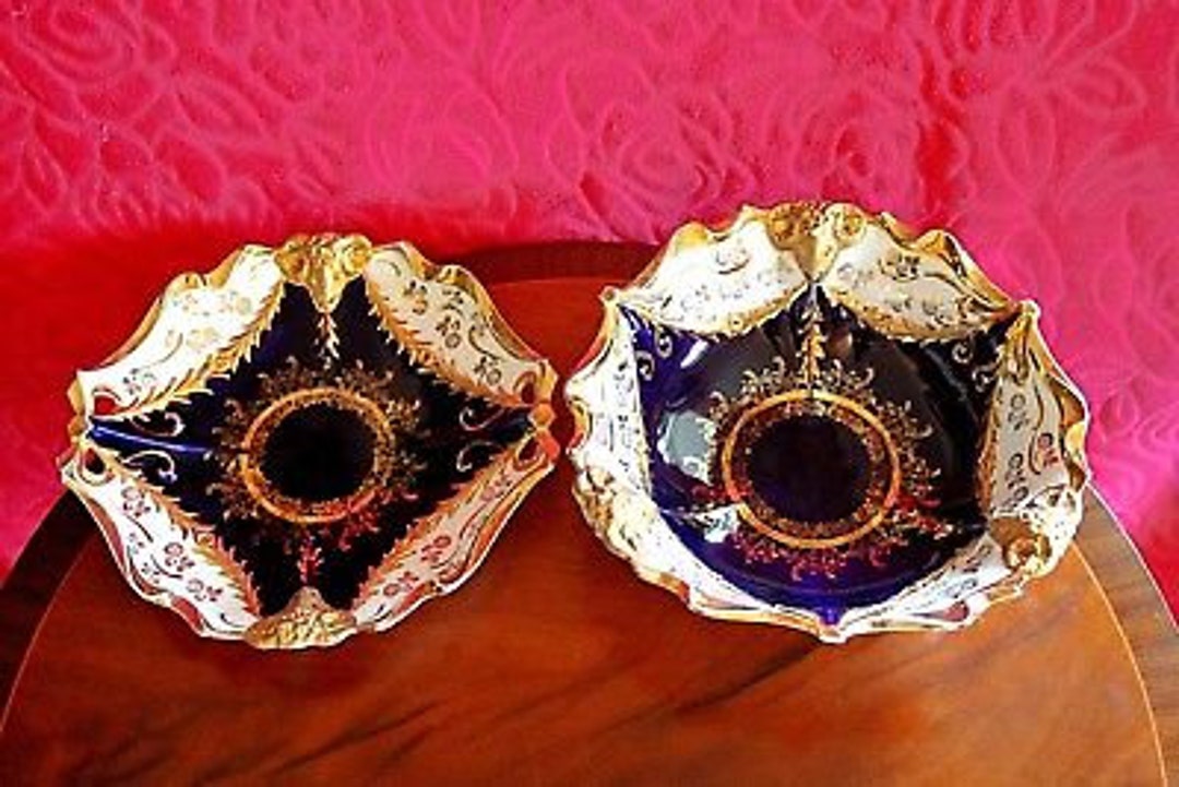 Antique German 'IPF' Porcelain Serving Bowl and Plate Cobalt Blue ...