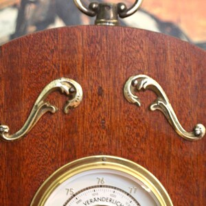 Antique German Mantel Barometer in Solid Mahogany Case With Bronze ...
