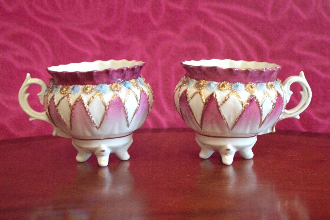 Pair of Antique German Porcelain Hand Painted Cups, 19th Century - Etsy