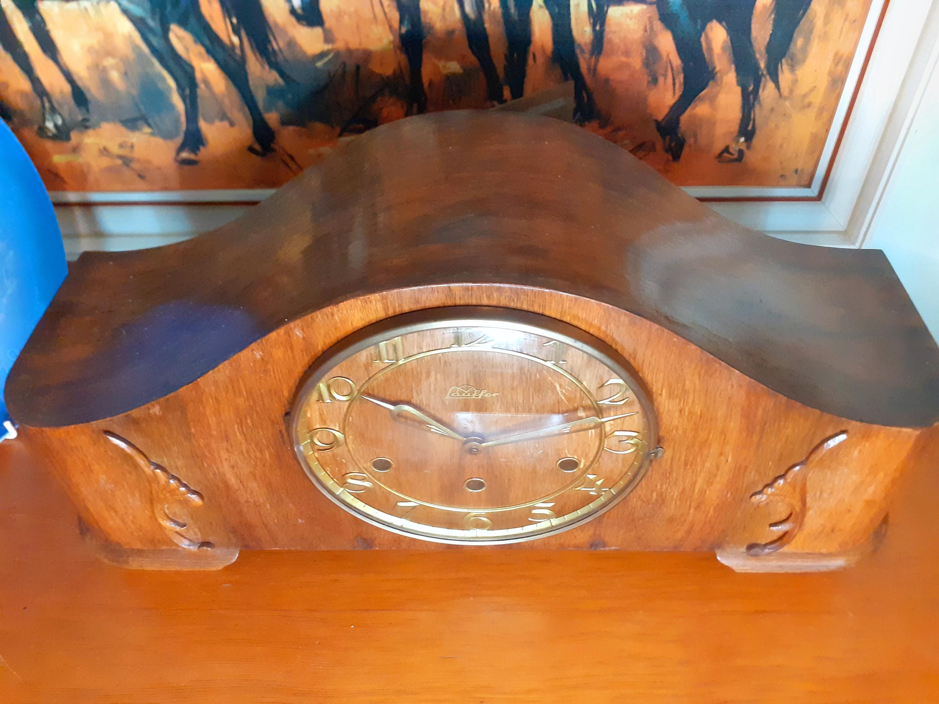 Vintage German KARL LAUFFER 8-day Mantle Clock With Westminster Chimes ...