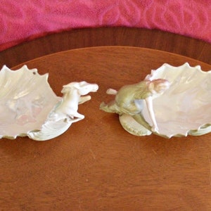 Pair of Antique Royal Dux Conch Shell Chariot Dishes - Unstamped - Etsy