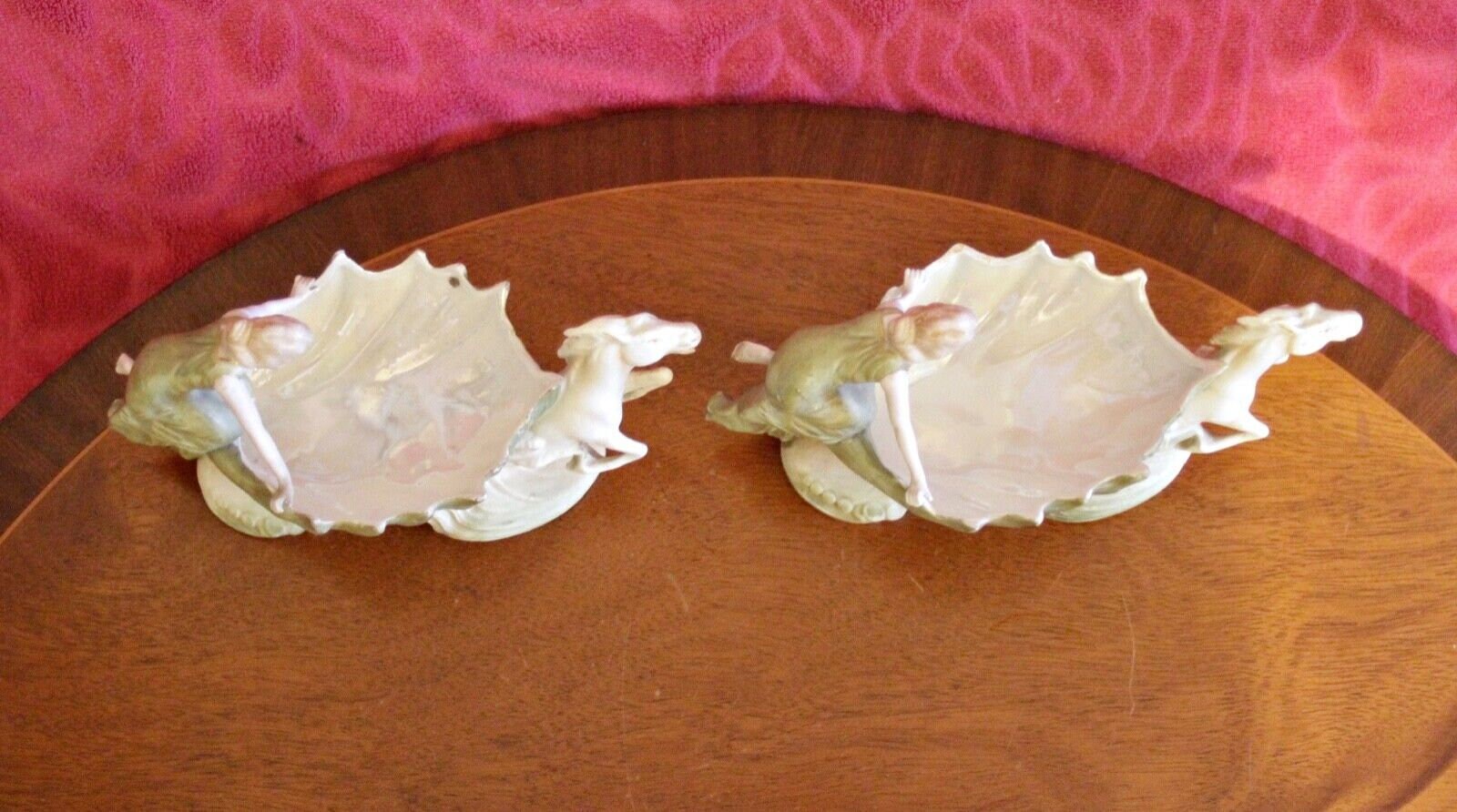 Pair of Antique Royal Dux Conch Shell Chariot Dishes - Etsy