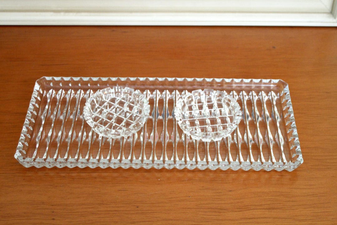 Vintage Walther Glass Serving Dish With 2 Coasters - Etsy
