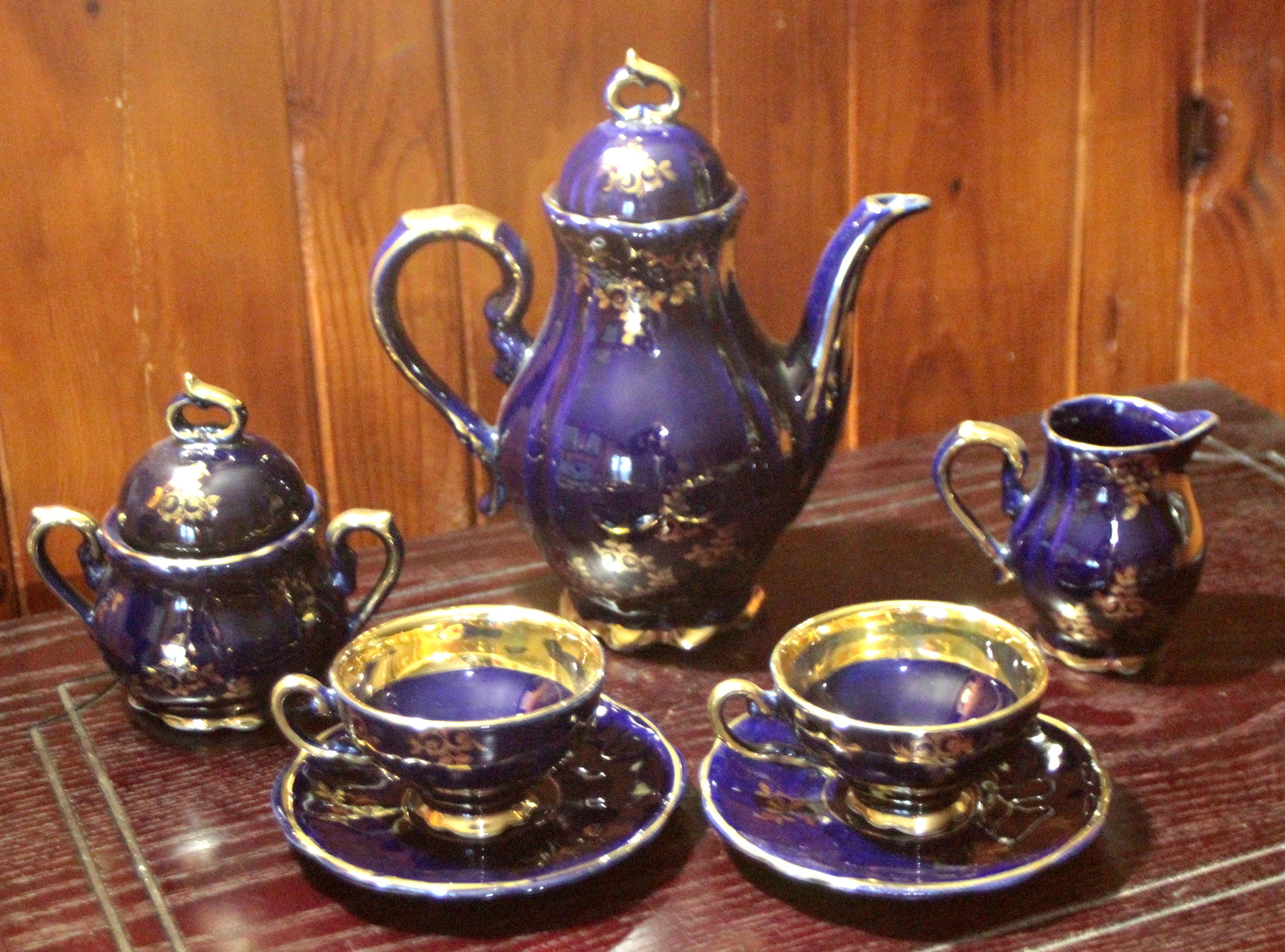 Antique French Porcelain Royal Blue Coffee Set for 2 Persons - Etsy