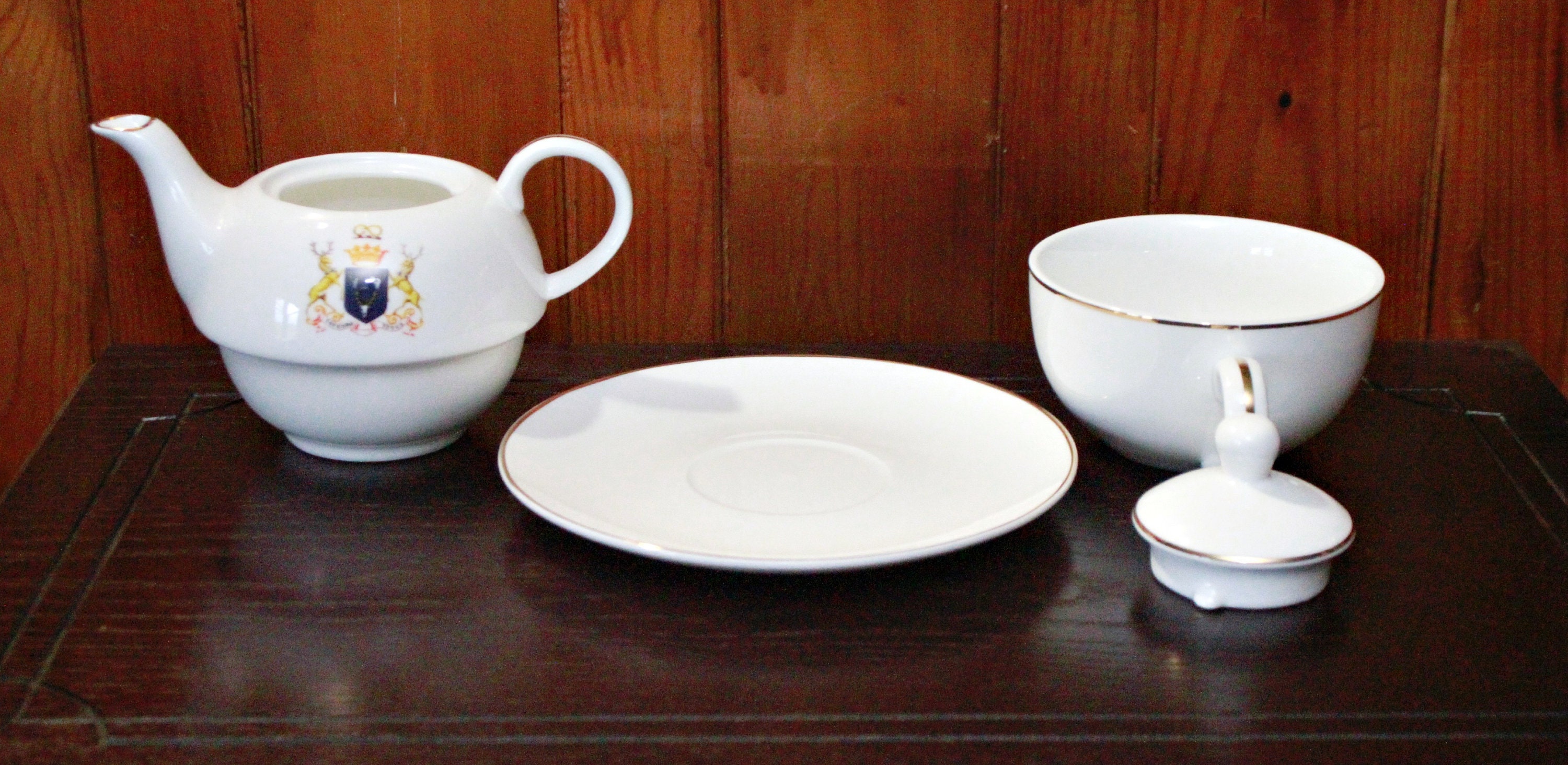 Chatsworth Tea for One Cup Saucer and Teapot With Crest and - Etsy