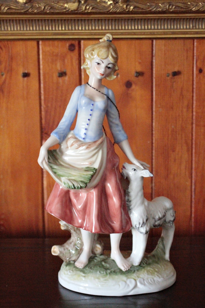 Rare Vintage Spanish GALOS PORCELAIN Girl With Goatling Figurine - Etsy