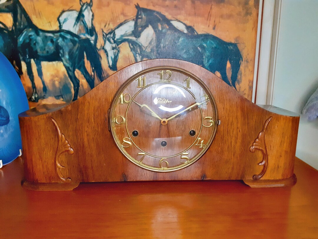 Vintage German KARL LAUFFER 8-day Mantle Clock With Westminster Chimes ...