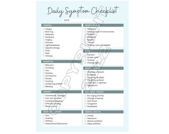 Chronic Illness Easy Symptom Checklist-daily With Monthly Summary - Etsy