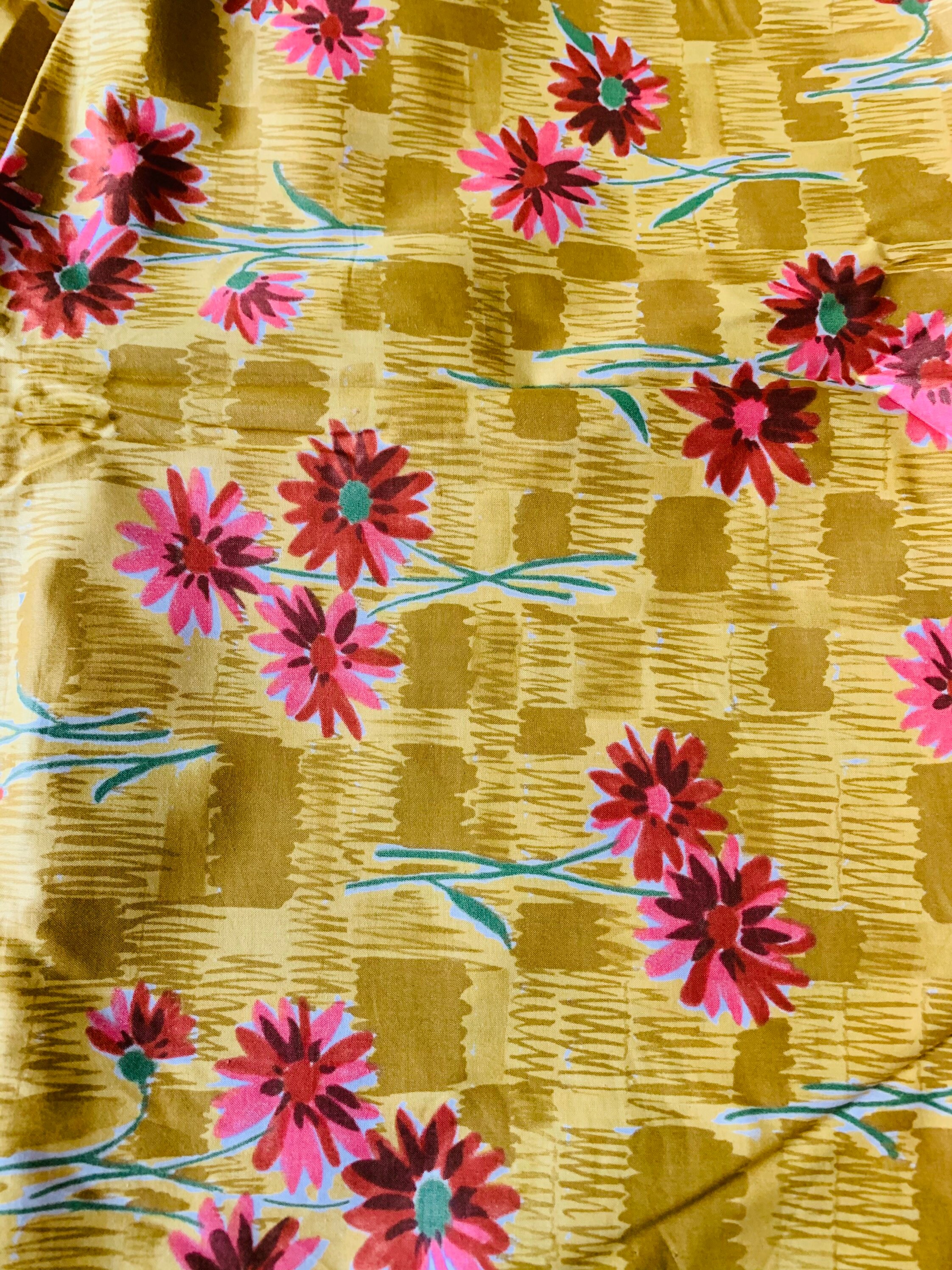Vintage Cotton Marigold Floral Fabric - Etsy