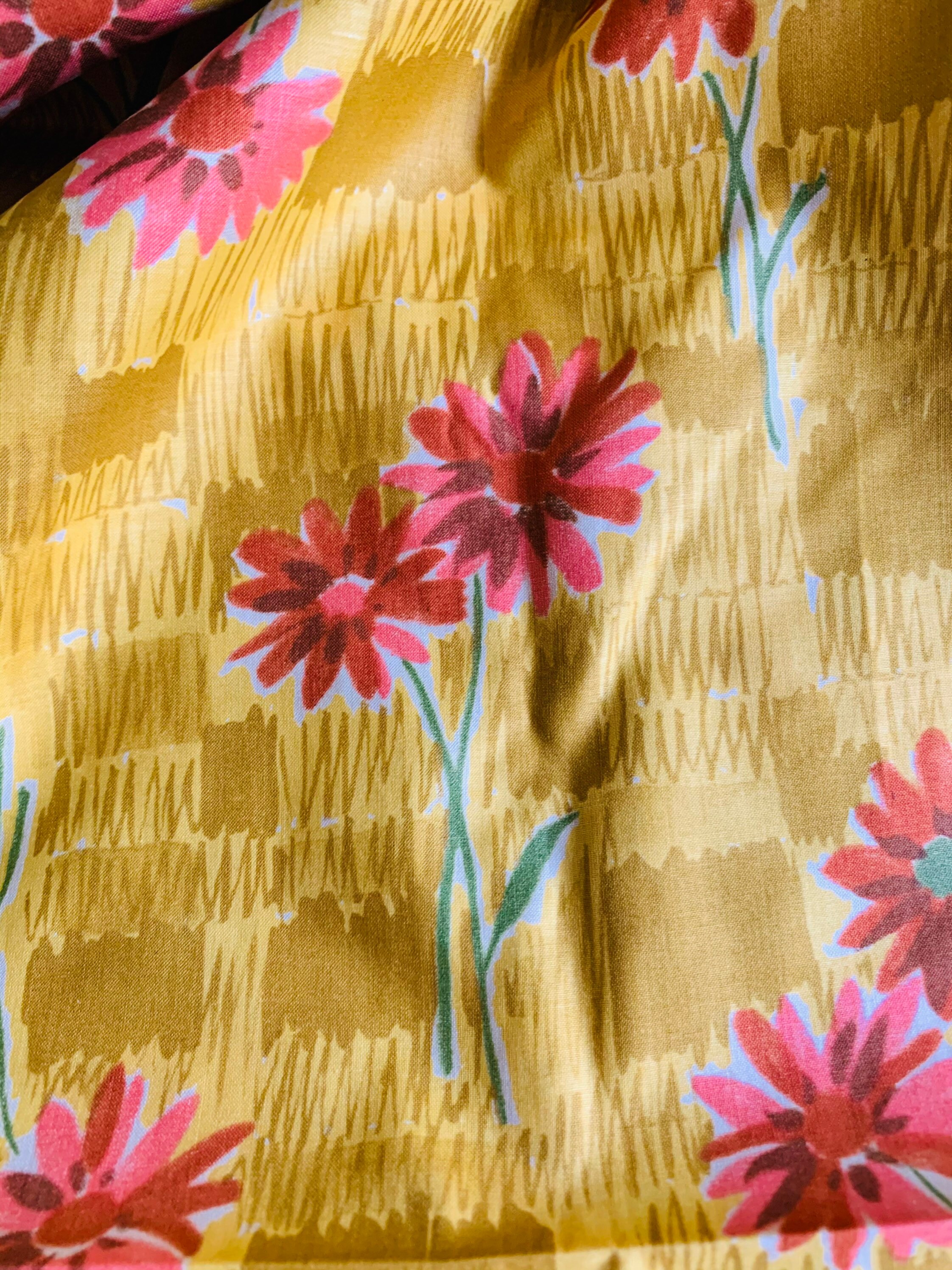 Vintage Cotton Marigold Floral Fabric - Etsy