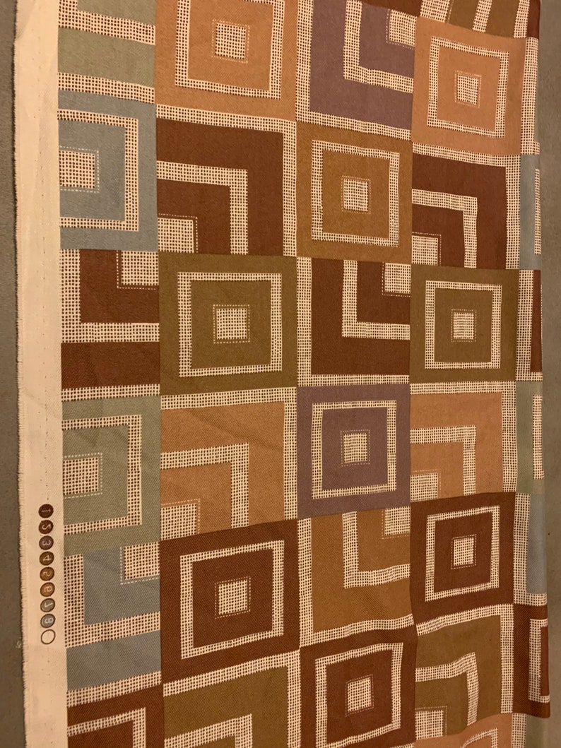 Vintage Neutral Geometric Mid-century Fabric - Etsy