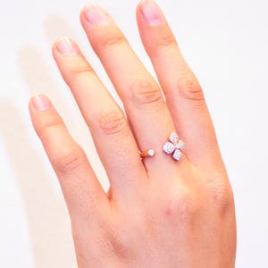 U Shape Ring, U Ring Jewelry, Open Ended Ring, Flower Gold Ring, Flower ...