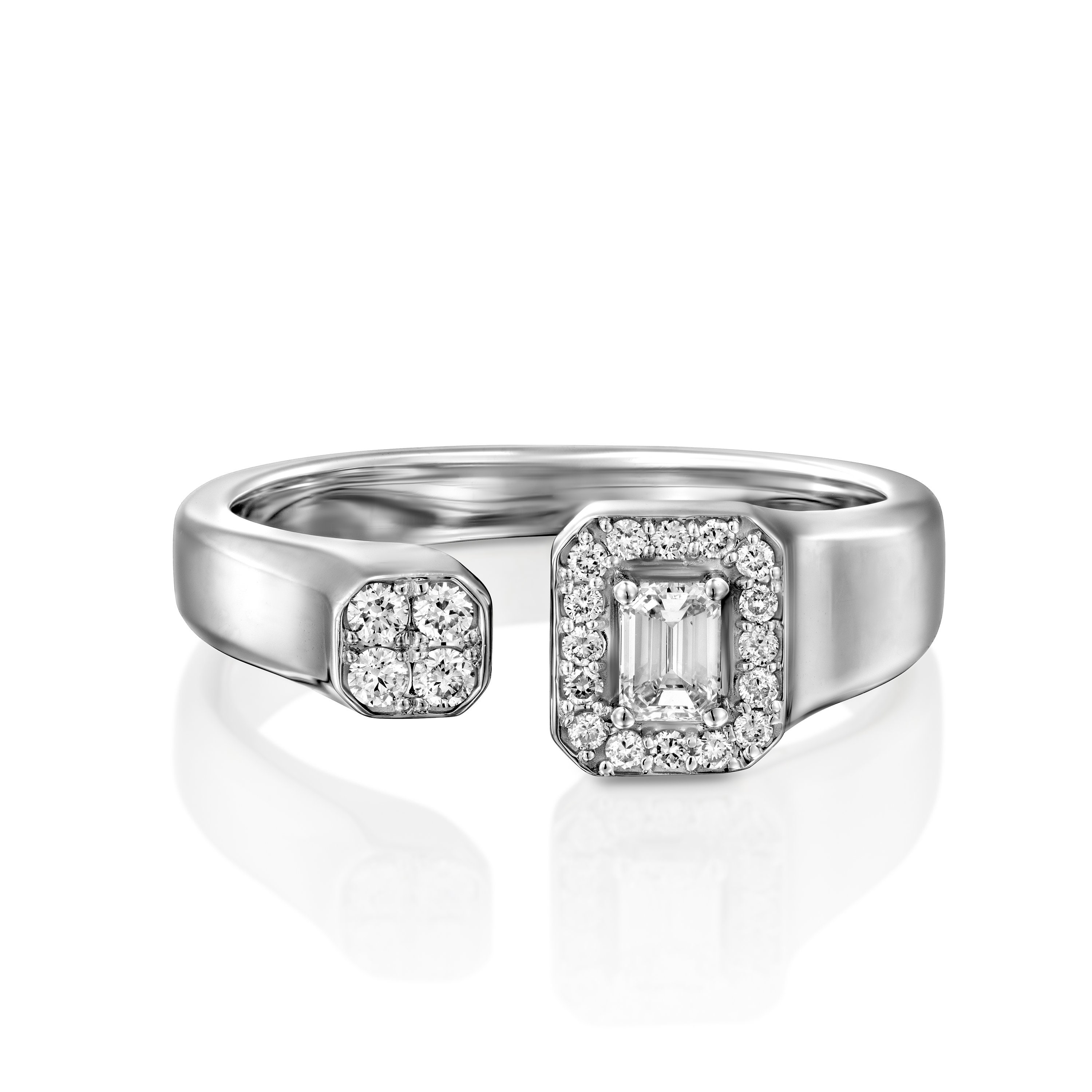 Open Diamond Wedding Band, Open Diamond Ring 18k White Solid Gold Women ...
