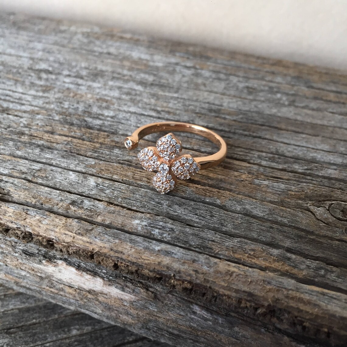 U shape ring U ring jewelry Open ended ring Flower gold | Etsy