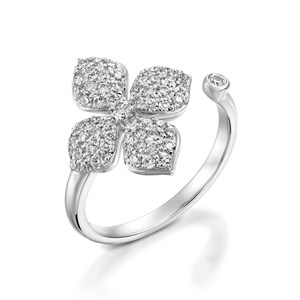 Cherry Blossom Ring Open Flower Engagement Ring for Women, Unique Gold ...