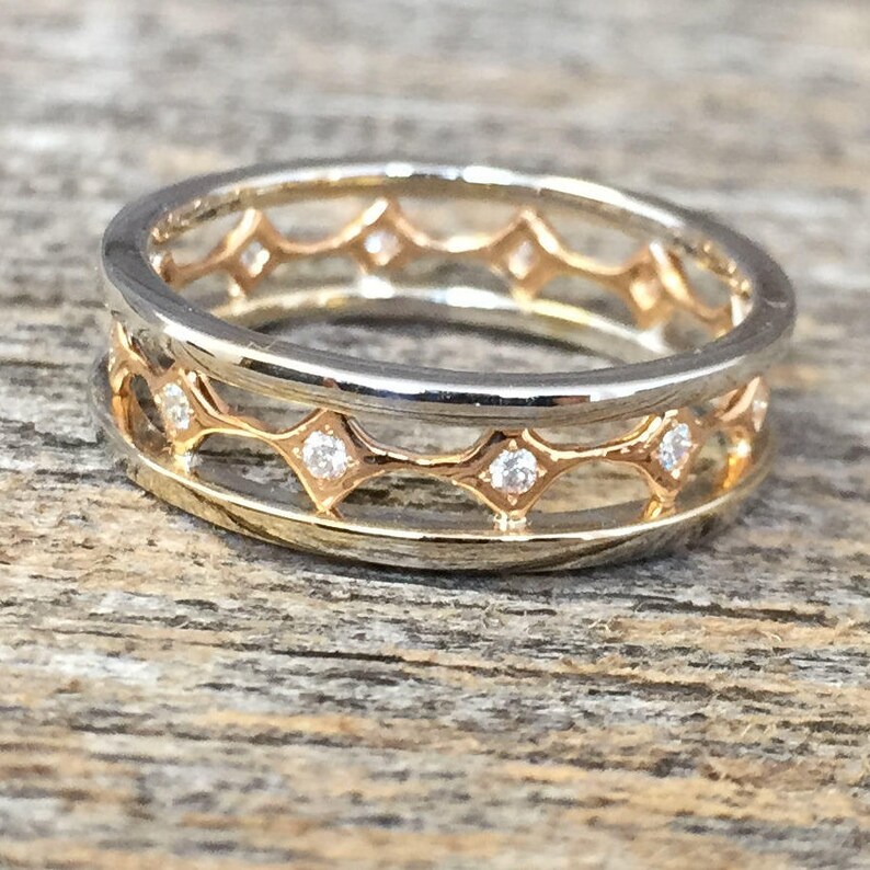 Women Diamond Wedding Band Diamond Ring Double Shank Ring 2 | Etsy