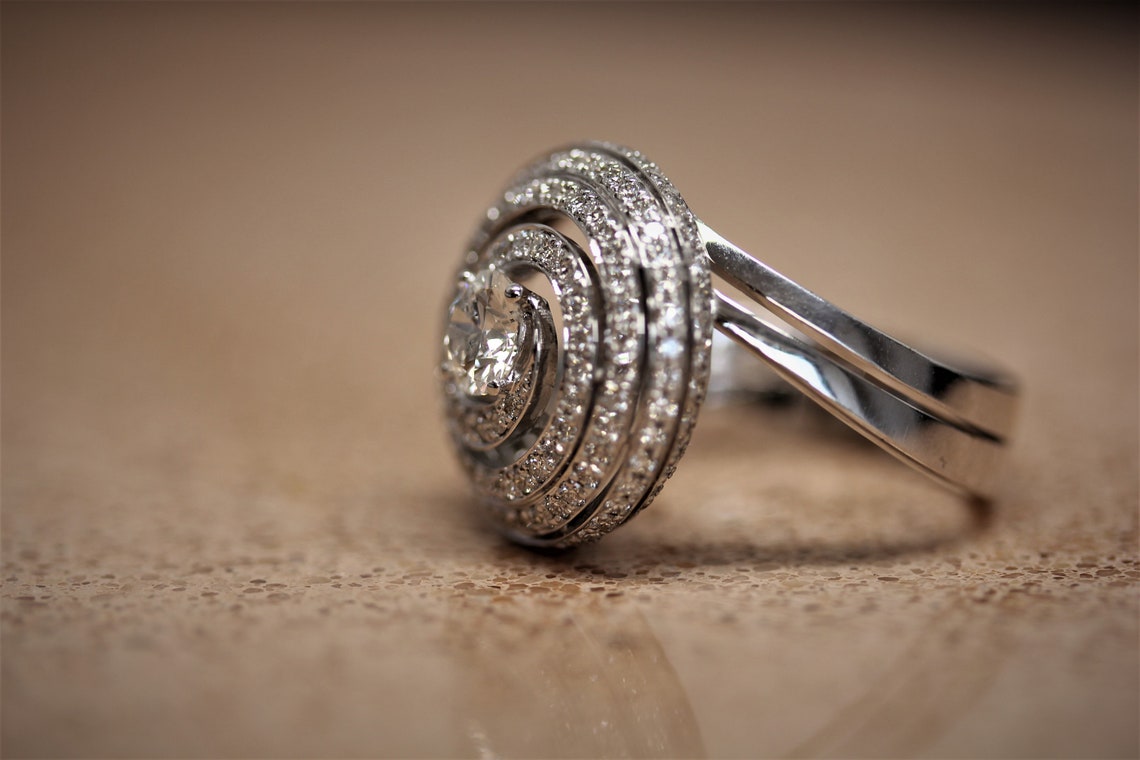 Unique Designer Diamond Engagement Ring Ladies Diamond Swirl | Etsy Canada
