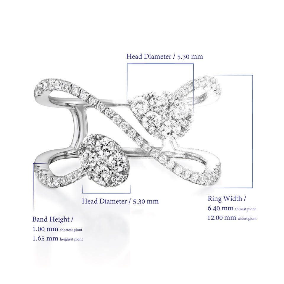 Ring women Open diamond engagement ring Solid Gold Diamond | Etsy