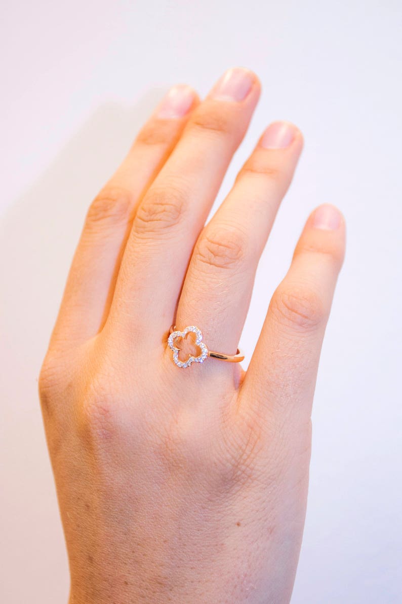 Rose Gold Four Leaf Clover Lucky Ring Love Ring Diamond - Etsy