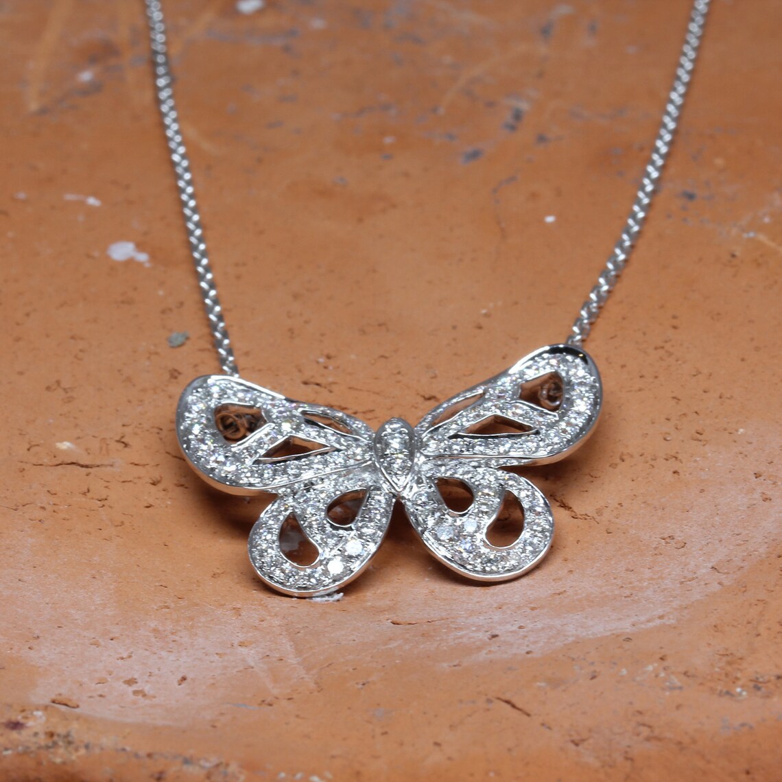 Diamond Butterfly Necklace Diamond Jewelry Artisan Jewelry - Etsy