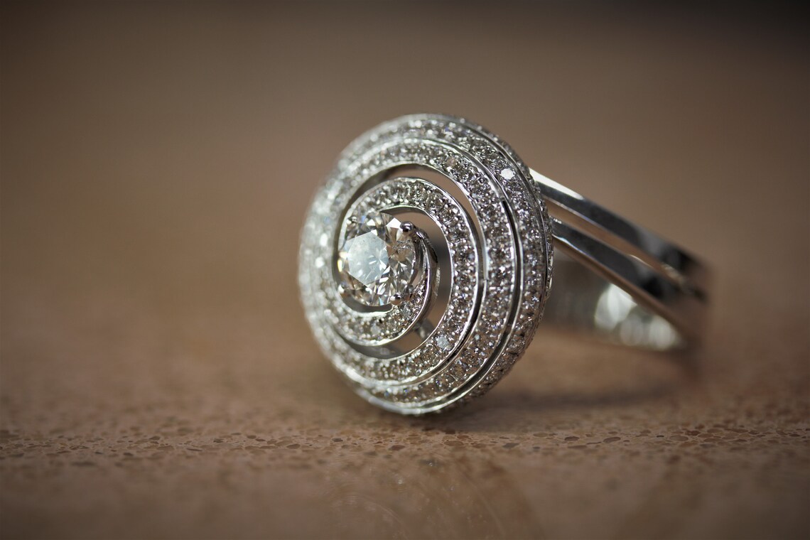Unique Designer Diamond Engagement Ring Ladies Diamond Swirl - Etsy Canada
