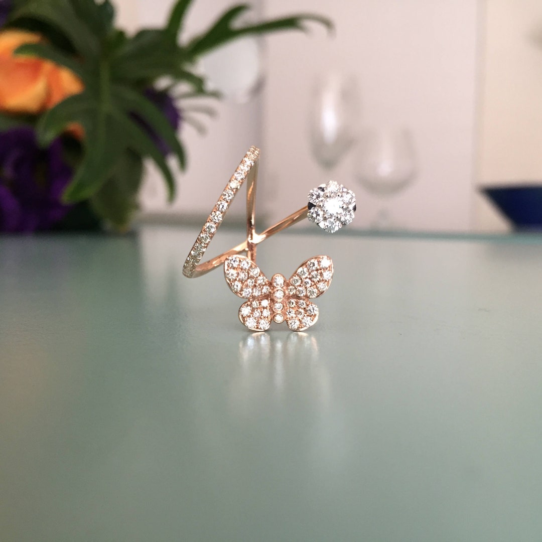 Butterfly Diamond Engagement Ring - Butterfly Jewelry - Diamond Women ...