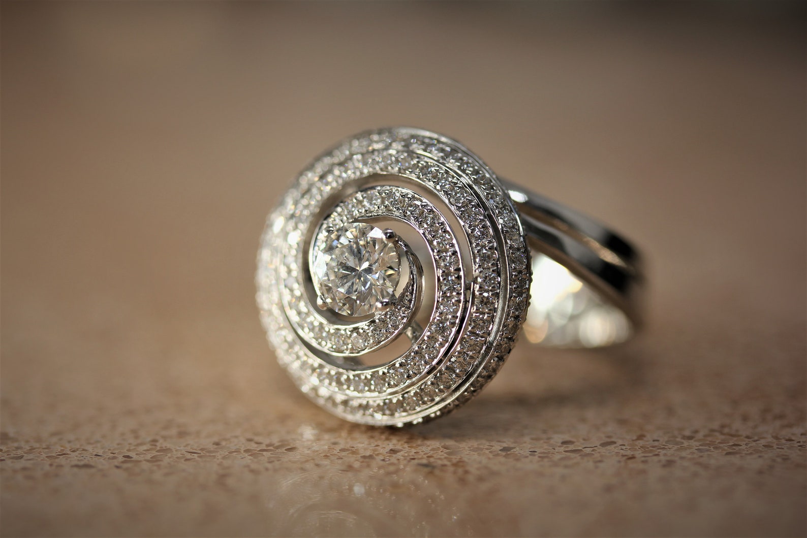 Unique Designer Diamond Engagement Ring, Ladies Diamond Swirl Cocktail ...