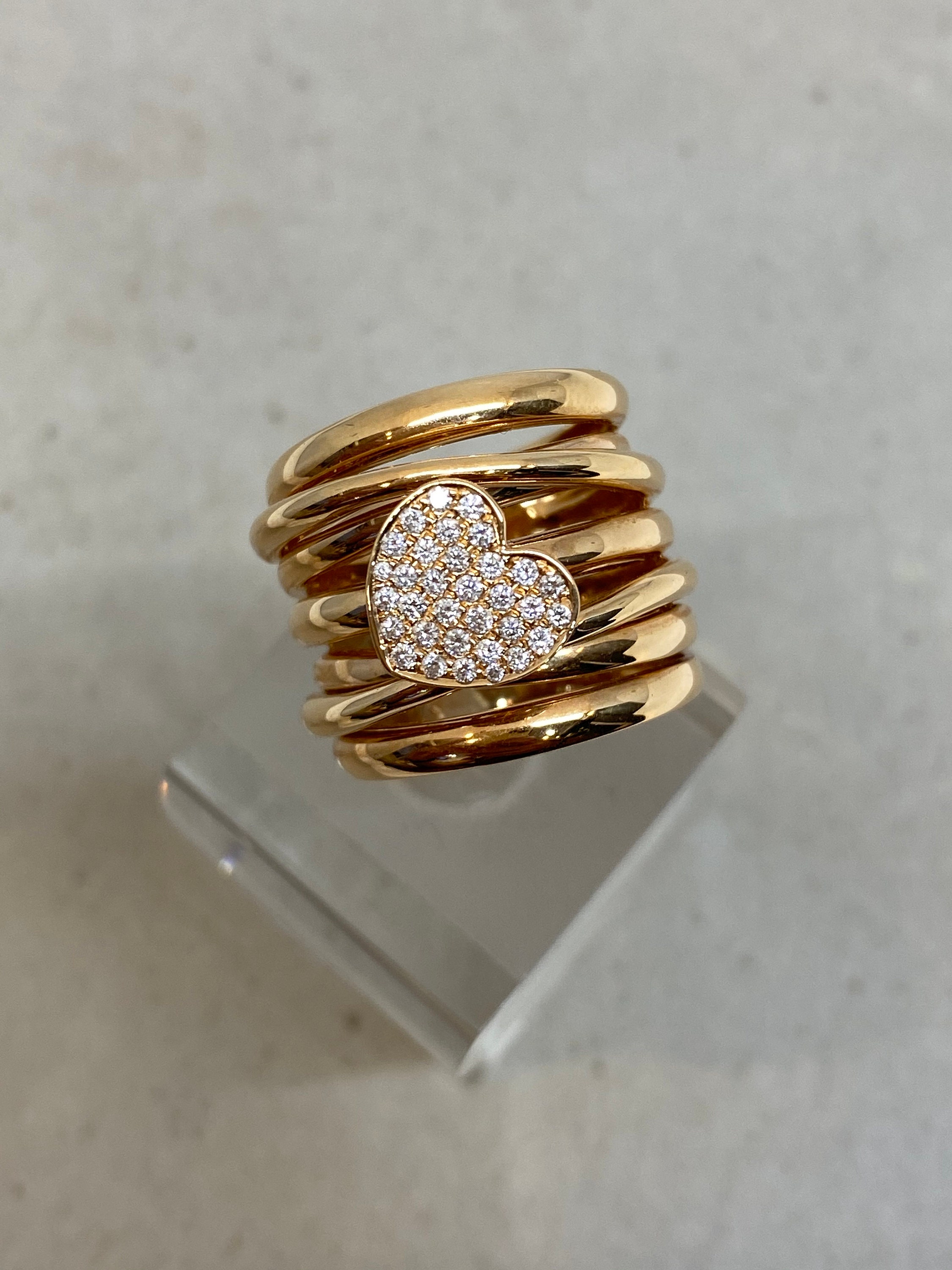 Wide Heart Diamond Ring Heart Shape Rose Gold Ring Multi - Etsy