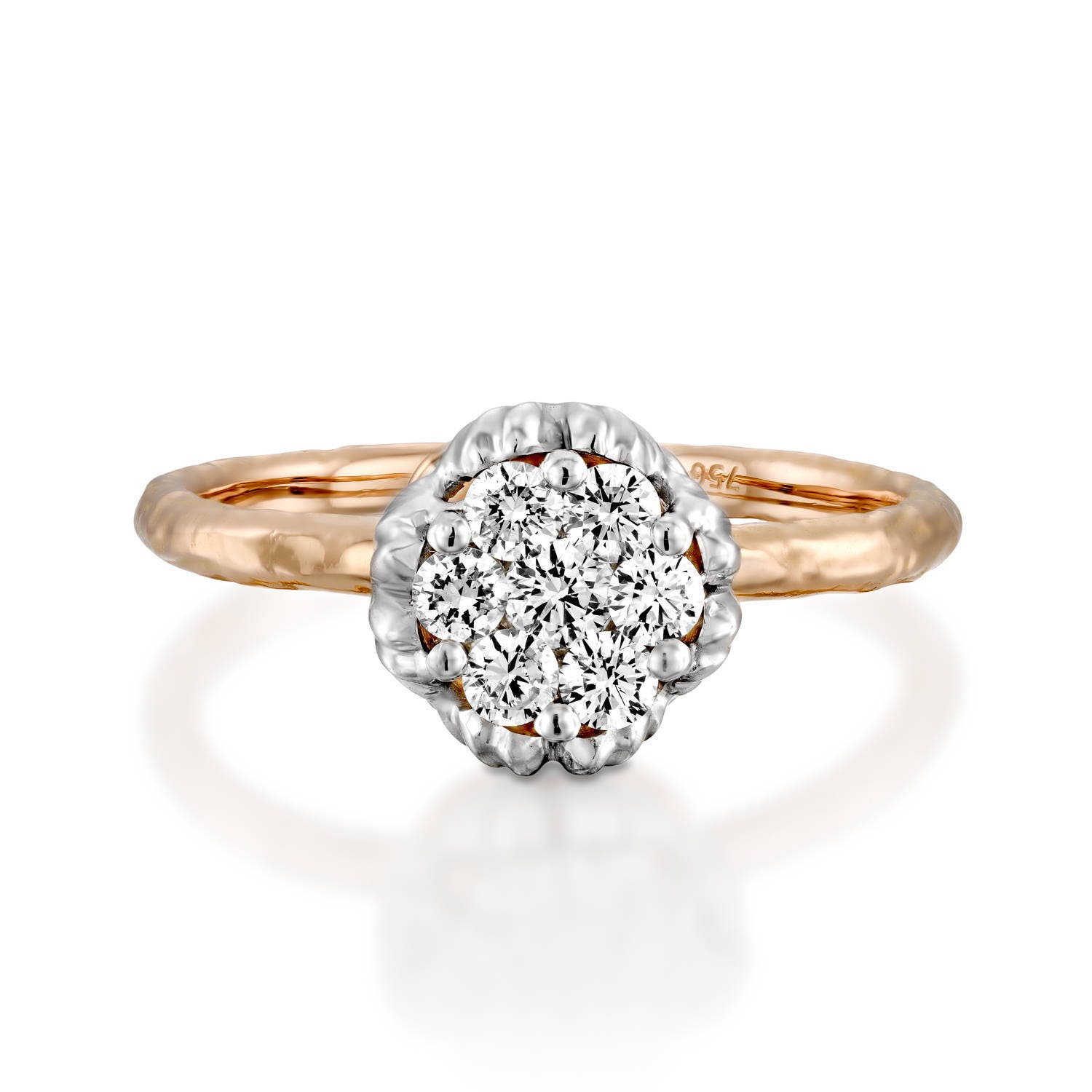 Unique Floral Engagement Ring, Flower Shape Gold Promise Ring ...