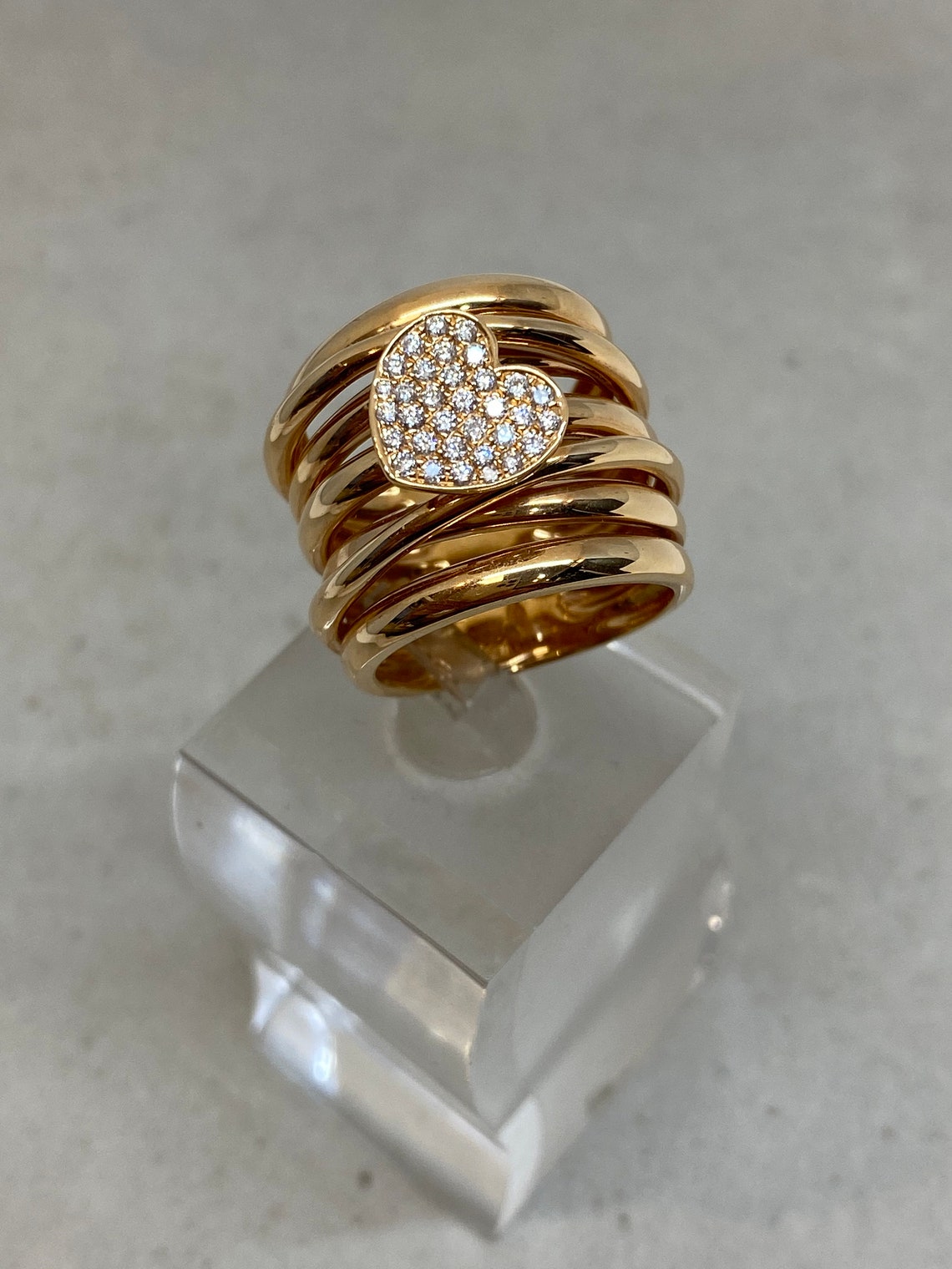 Wide Heart Diamond Ring Heart Shape Rose Gold Ring Multi - Etsy