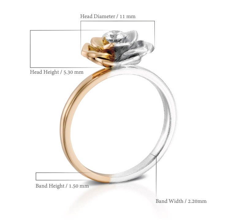 Rose diamond engagement ringFlower diamond ring Petals | Etsy