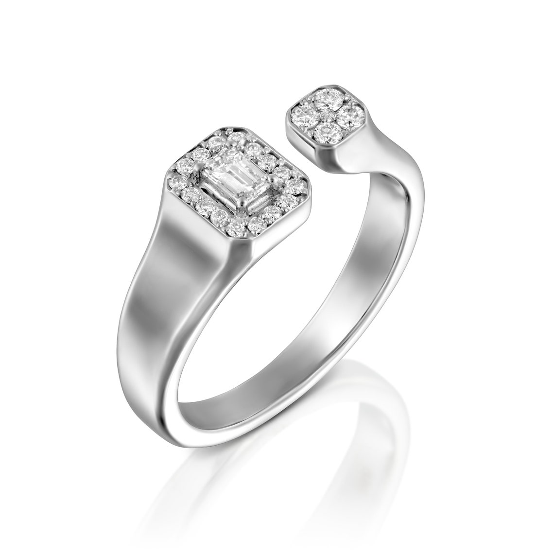 Open Diamond Wedding Band Open Diamond Ring 18k White Solid - Etsy