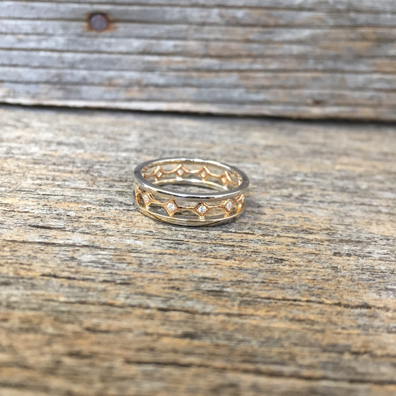 Double Shank Ring Rose Gold Wedding Band Geometric | Etsy