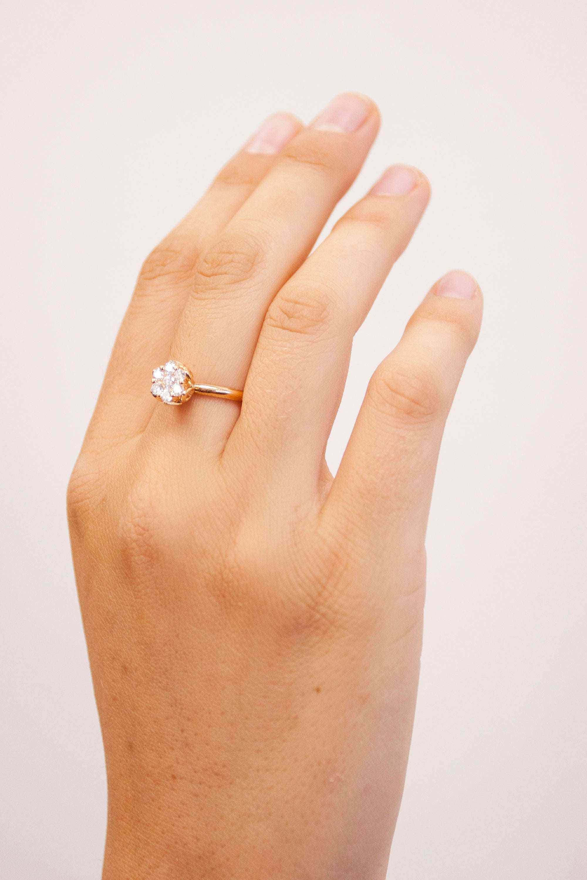 Rose Gold Flower engagement ring Diamond floral ring flower | Etsy