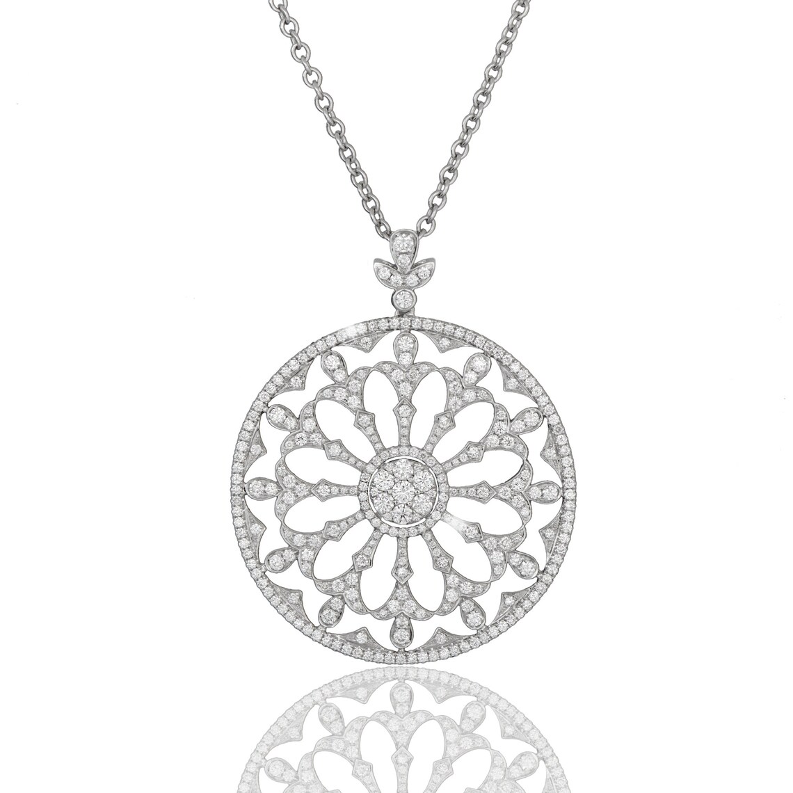 Large Diamond Pendant 18k White Gold Art Deco Vintage - Etsy