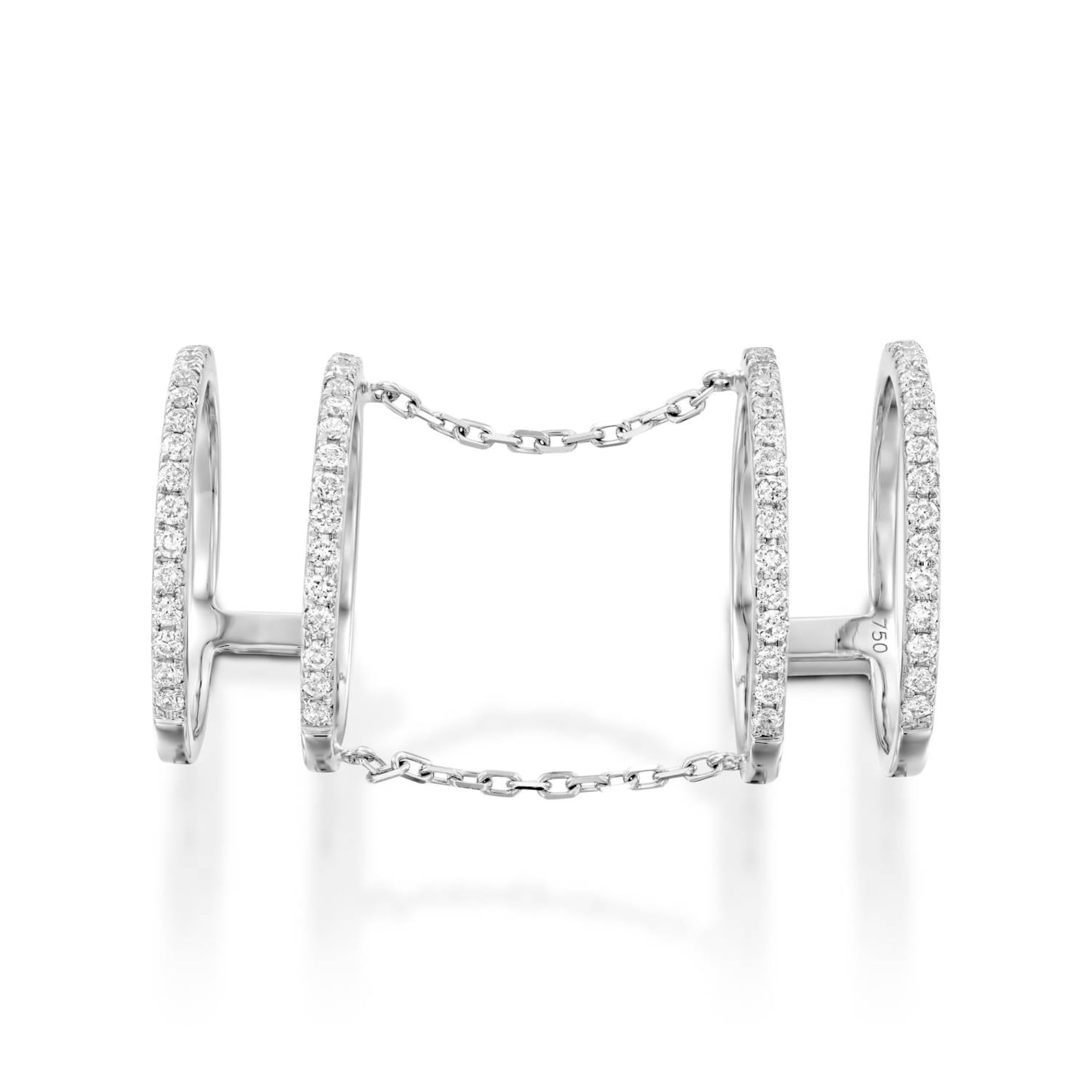 One Finger Double Ring, Double Ring Chain, Zen Garden Double Diamonds ...